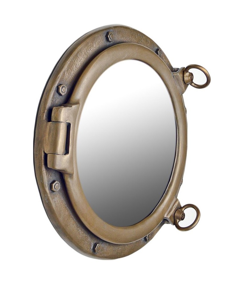 20" Antique Brass Finish Porthole Mirror Nautical Round Wall Mount ...