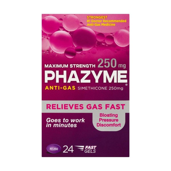 Phazyme MAXIMUM Strength Anti-gas 250 MG Softgels 24 EA for sale online ...