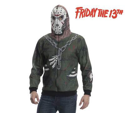MEN JASON VOORHEES FRIDAY THE 13TH HOOD JACKET TOP HALLOWEEN COSTUME ...