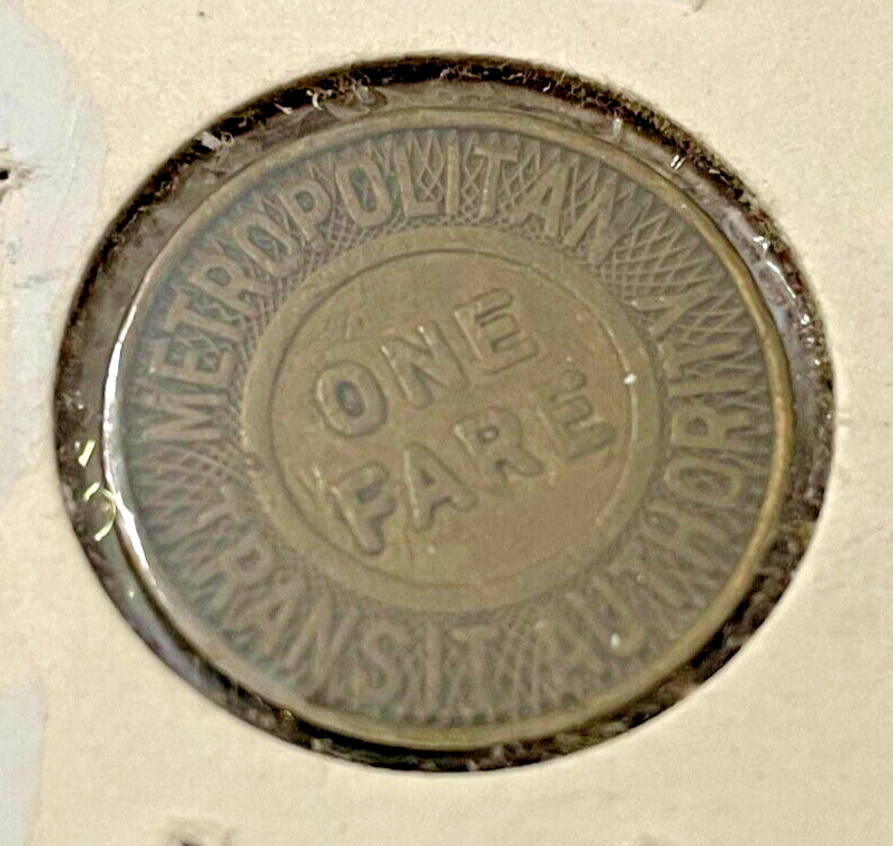 Metropolitan Transit Authority 1951 Boston MA MTA One Fare Token ...