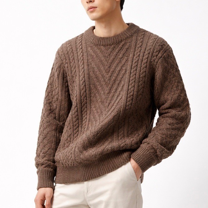 Bonner of Ireland Men Wool Fisherman Sweater Brown Cable Knit M Old ...