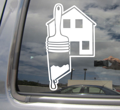 Painter Paint Brush and House - Contractor Car Window Vinyl Decal ...