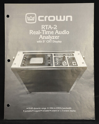 CROWN RTA-2 REAL-TIME AUDIO ANALYZER PRODUCT / SALES BROCHURE | eBay