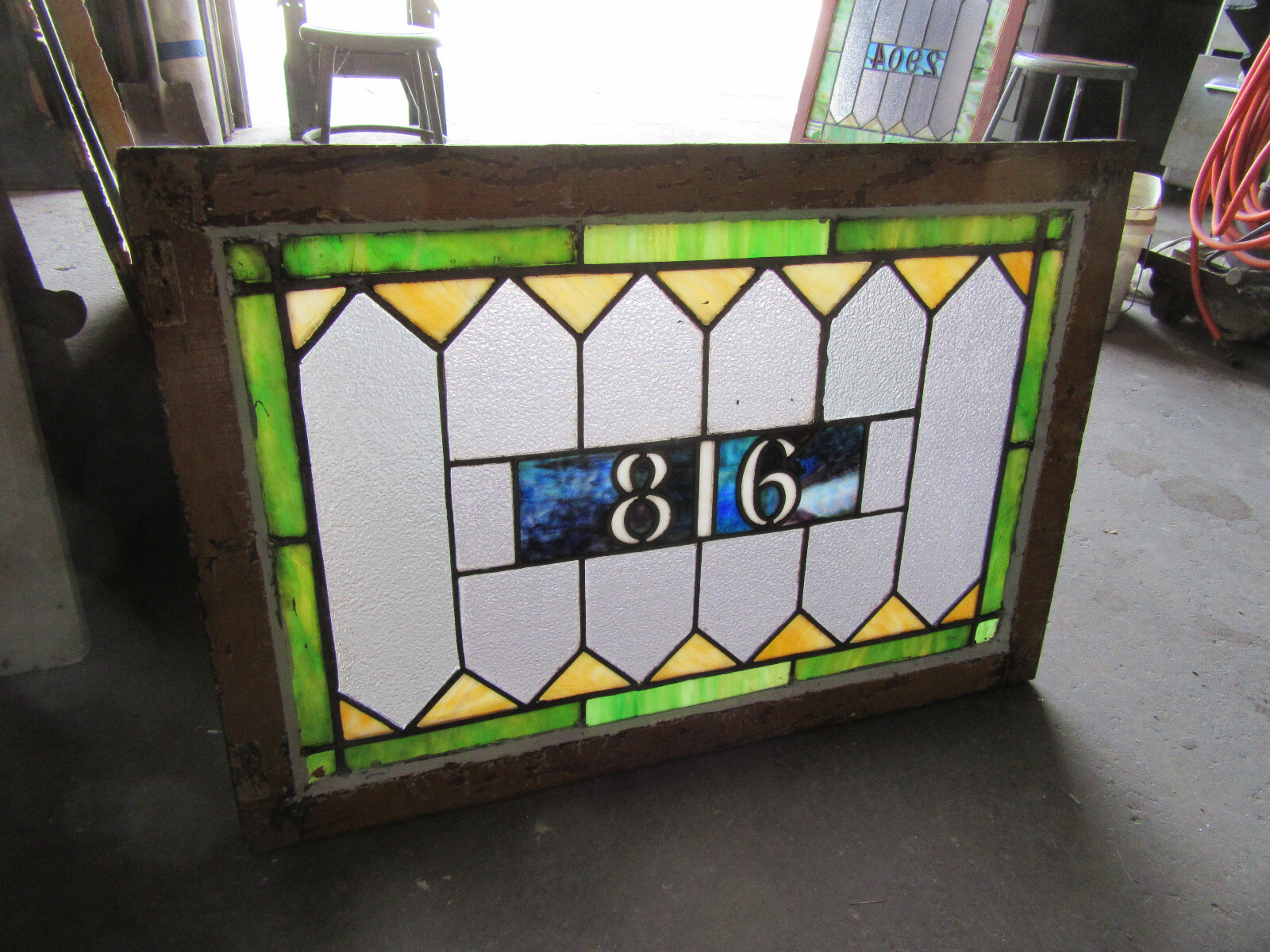 ~ ANTIQUE STAINED GLASS TRANSOM WINDOW ~ 32 x 22 ~ ADDRESS 816 ...