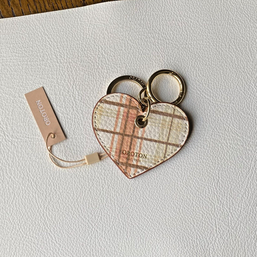 Oroton Lucky Heart Keyring Leather Peach Kiss Charm | eBay Australia