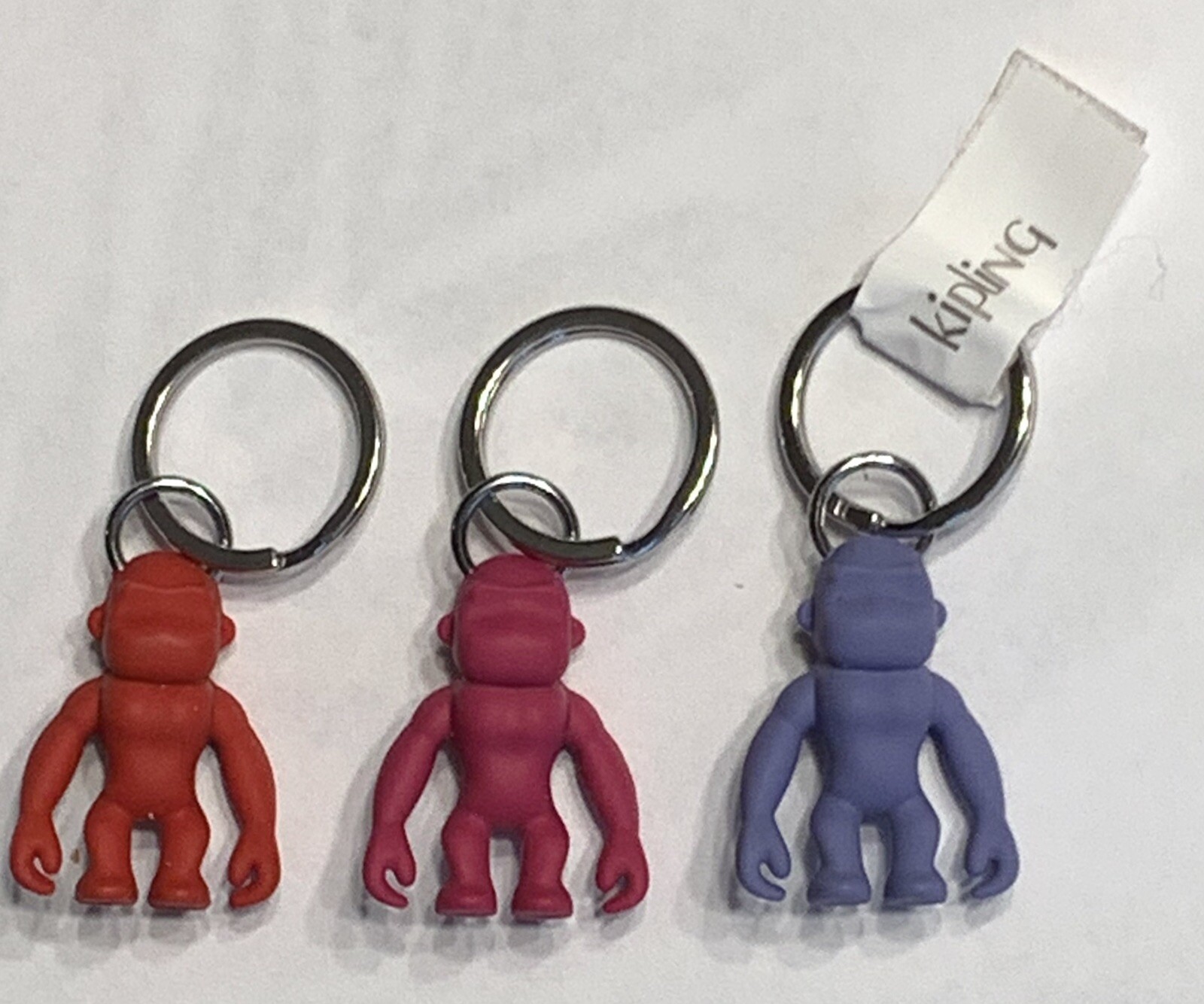 NWOT 3 Three KIPLING Rubber Small Monkey Key Chain Ring Bag Fob(ShAp29 ...