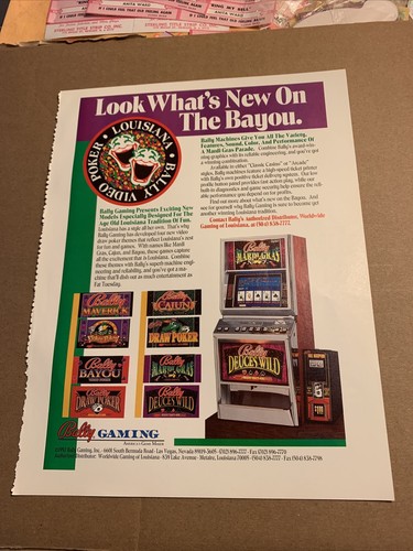 Original 11- 8” 1992 Duces Wild Slot Machine Bally arcade video game AD ...