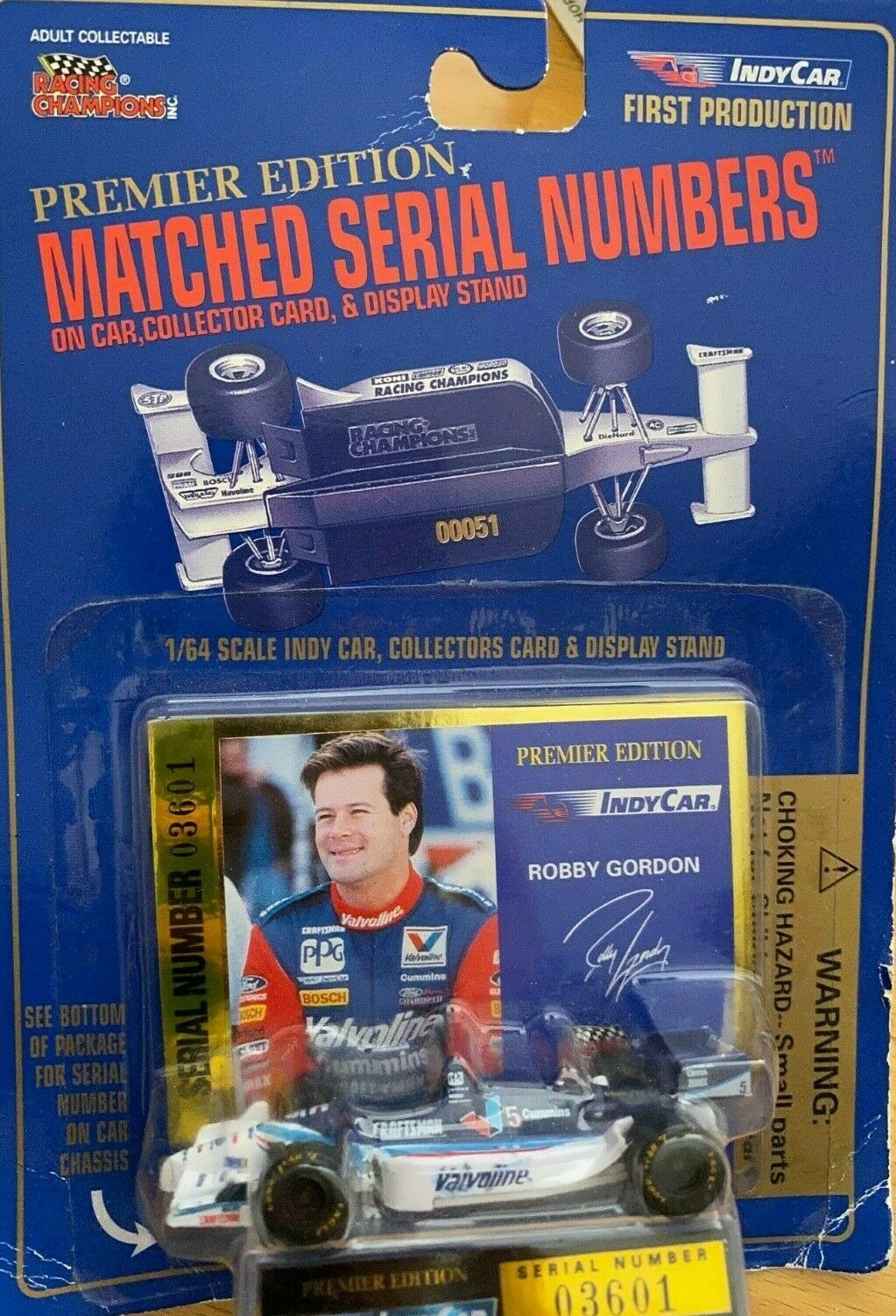 1995 Racing Champions Premiere Edition Robby Gordon 1:64 IndyCar ...