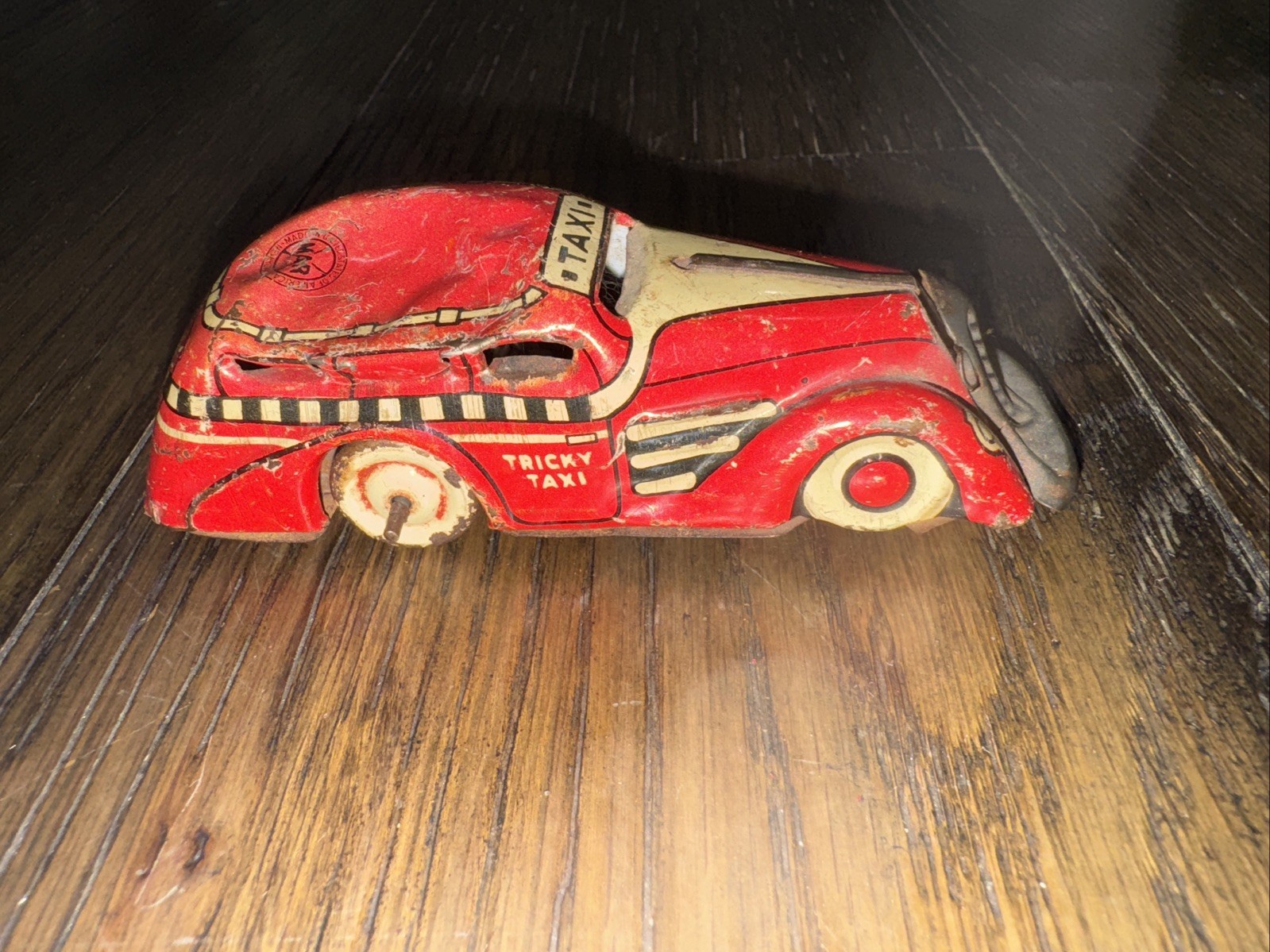 Vintage MARX Wind Up Tin Litho Toy Tricky Taxi Cab Car Red 1930s ...