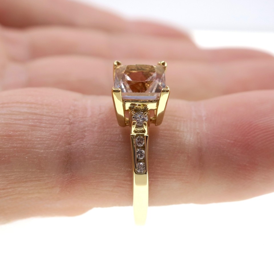 14k Solid Yellow Gold Natural Morganite and Diamond Ring Size 8.25 | eBay