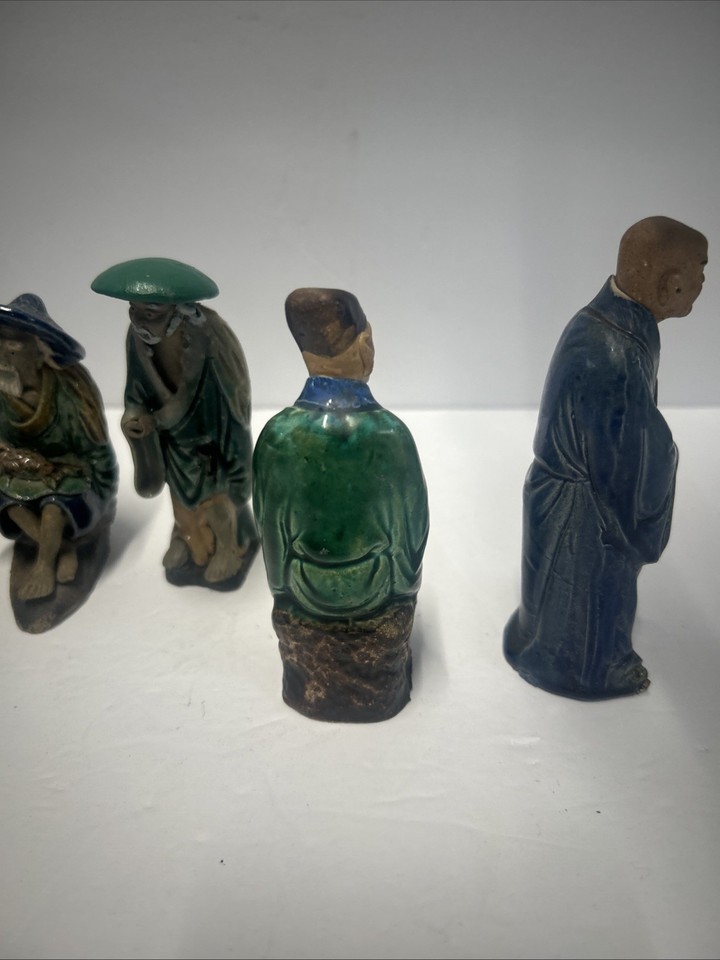 Vintage Chinese Mudmen Figurines Shiwan Pottery Ceramic Lot Of 6 Unique ...