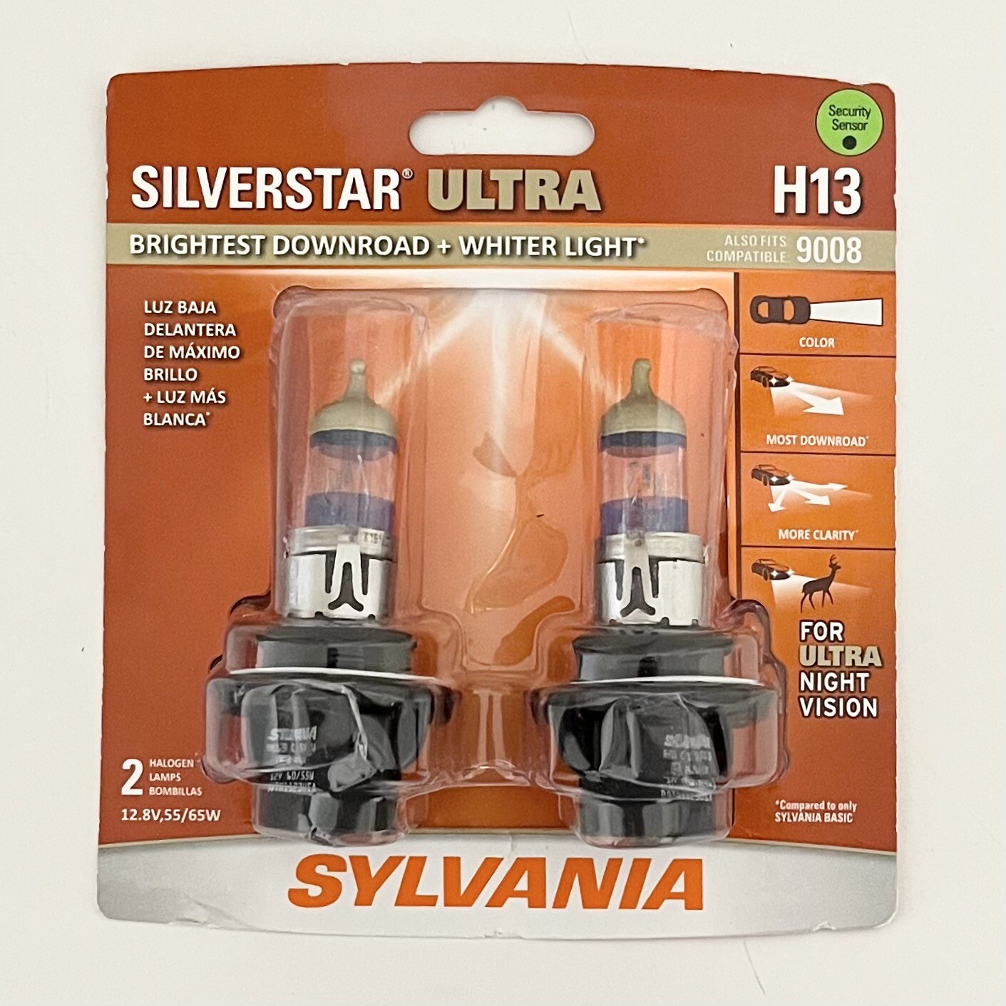 Sylvania H13 (9008) SilverStar ULTRA High Performance Headlight Pair ...