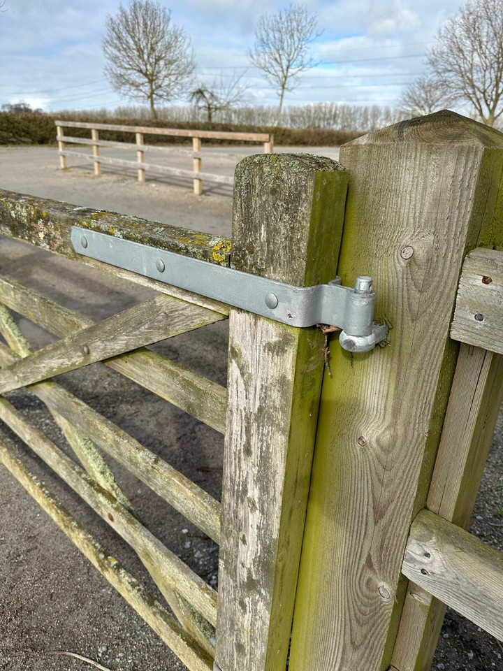 Field Gate Hinges Adjustable Set 5-Bar Heavy Duty Bottom Strap Driveway ...