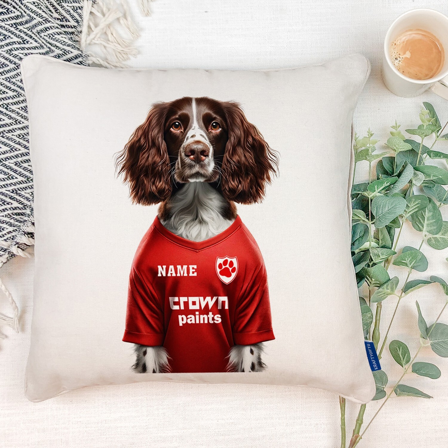 Liverpool Springer Spaniel Cushion Personalised Football Cover Dog ...