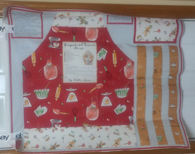 Adult Christmas Gingerbread Biscuits Apron Panel by Debbie Stone btp | eBay
