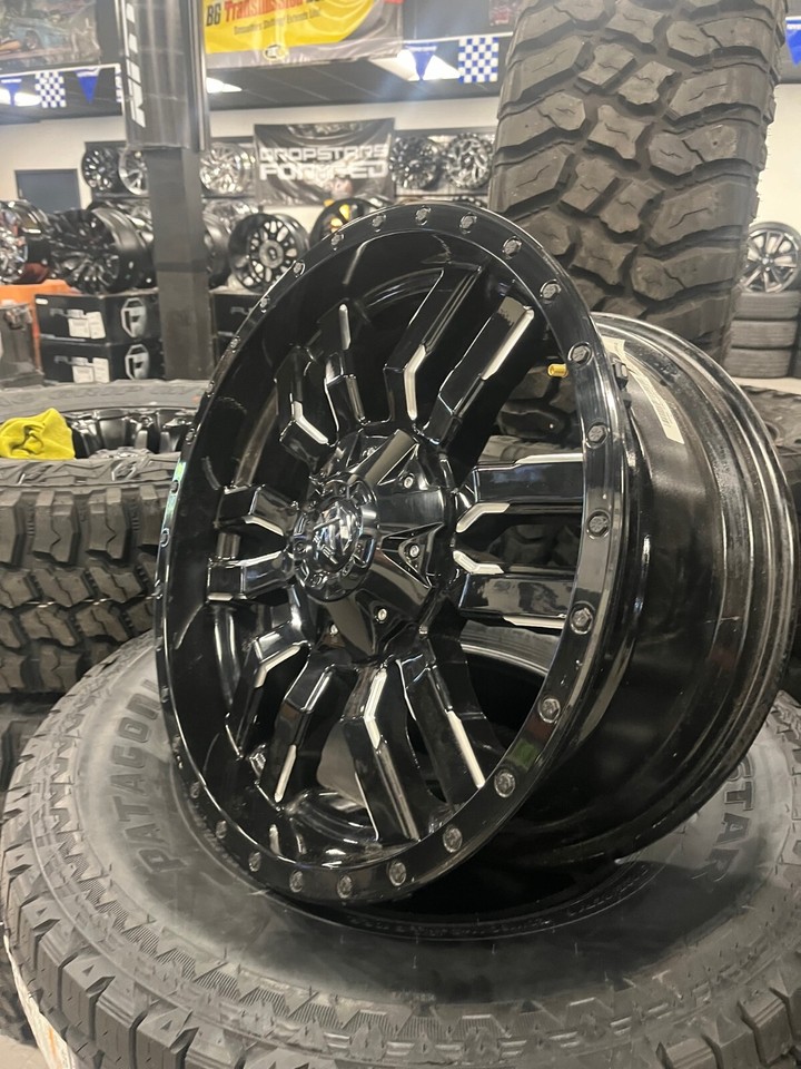 4 New Fuel D595 Sledge 17" Gloss Black Milled 17x9 5x114.3 5x5 Wheels ...