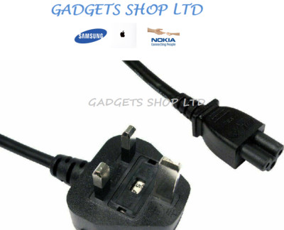 UK 3 Pin Mains C5 Cloverleaf Power Lead Cord Cable for Charger 1.8M ...