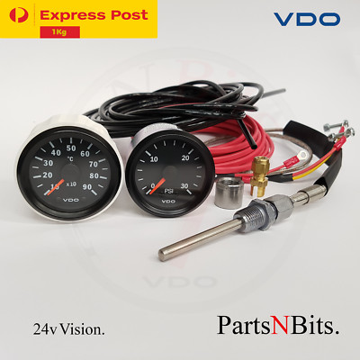 VDO 24v PYROMETER PYRO EGT GAUGE KIT AND 30 psi BOOST GAUGE, VDO LINE ...