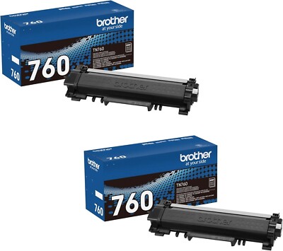 Brother Genuine TN760 2-Pack High Yield Black Toner Cartridge | eBay