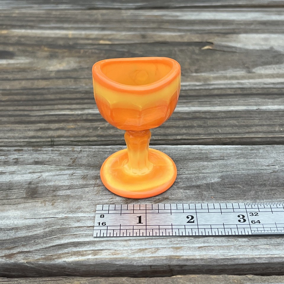 Slag Glass Orange Swirl 8 Paneled Eye Wash Cup ~ UV Reactive Rosso ...