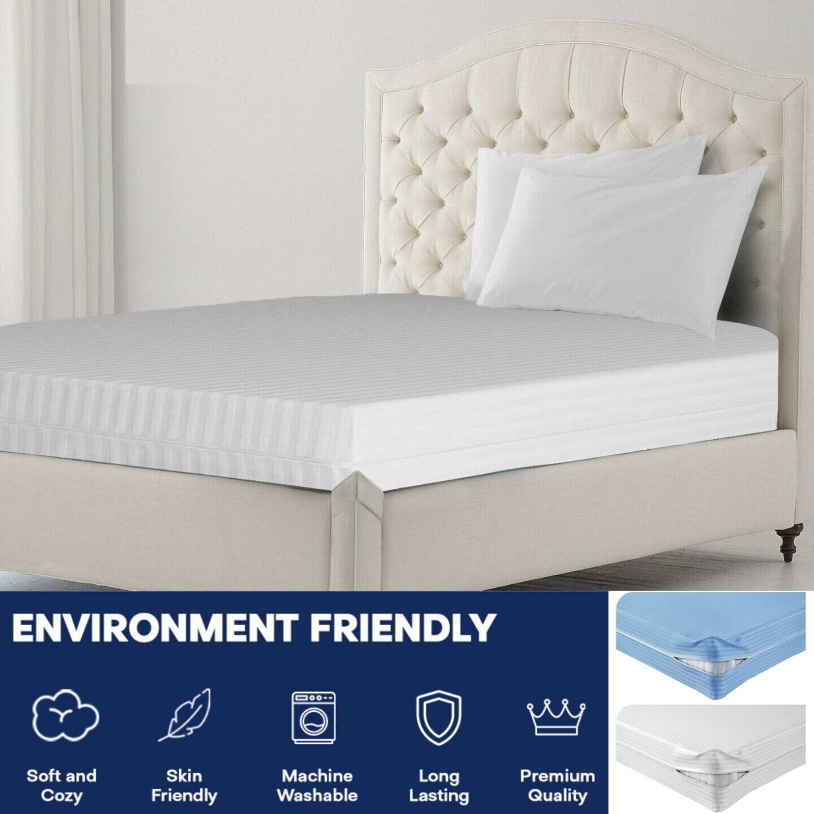 ZIP Up Fully Encases Anti Bed Bug Mattress Protector Cover Single ...