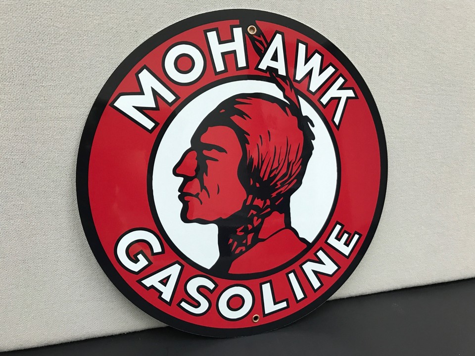 Mohawk gasoline vintage advertising sign garage man cave round | eBay