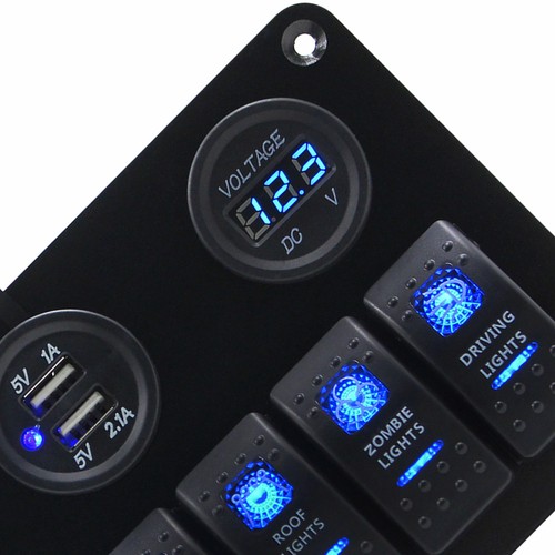 12V 6 Gang Inline Fuse Box LED Switch Panel Dual USB Car Boat Truck ...