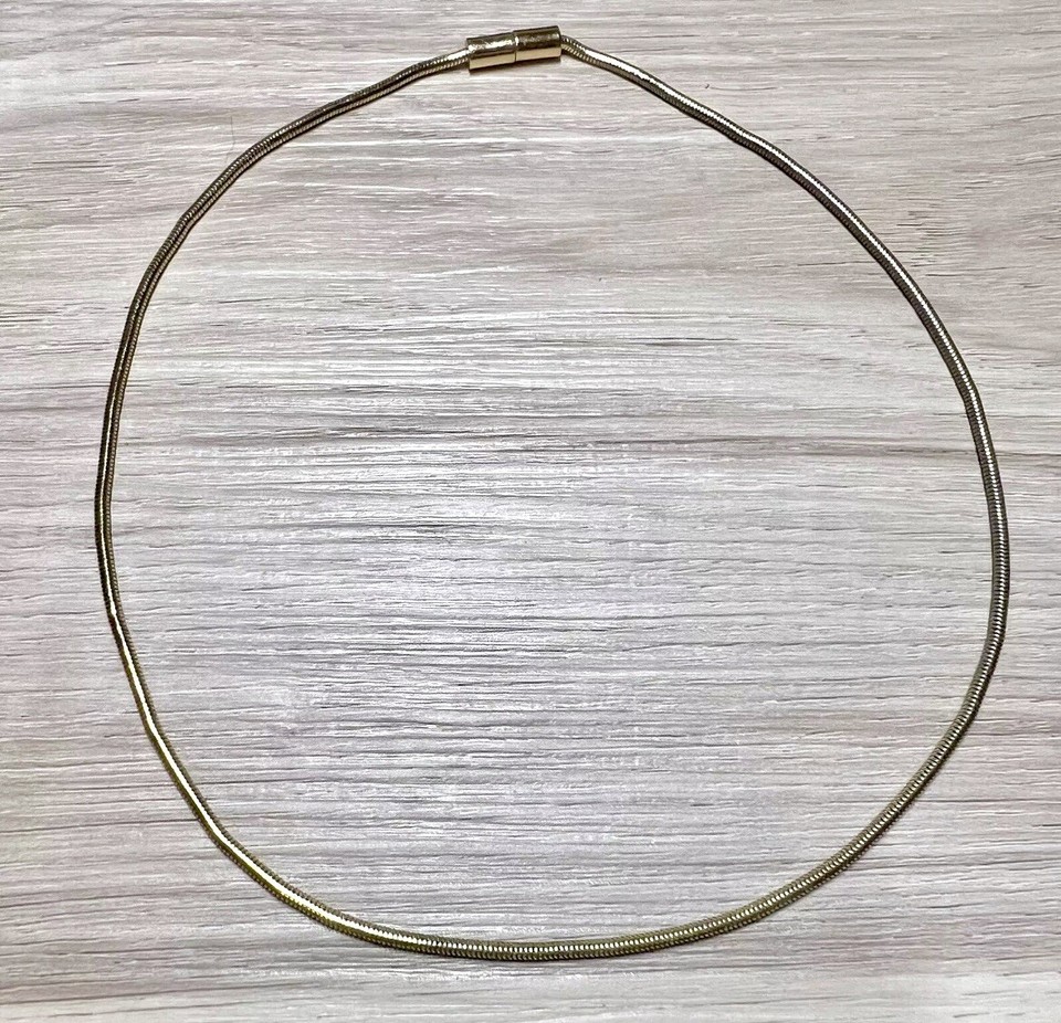 Vintage Designer Hallmarked Yellow Gold Omega Necklace, Magnetic Clasp ...