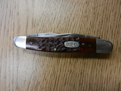 1998 Case XX 2 Dot Muskrat CV Pocket Knife 3 7/8" Closed Red Bone Good ...