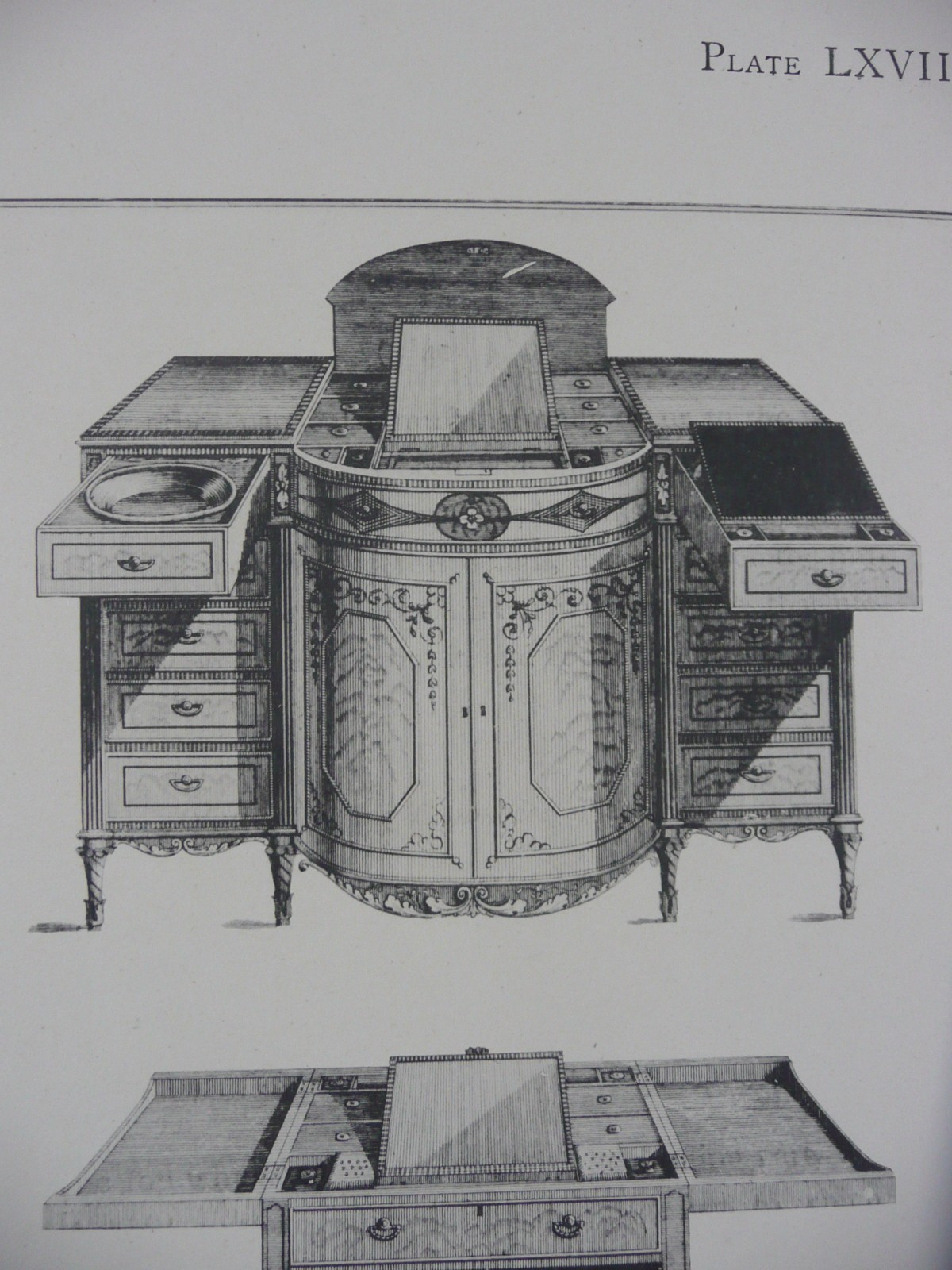 Rare Antique Original VTG Ornate Relief Design Vanity Table Engraving ...