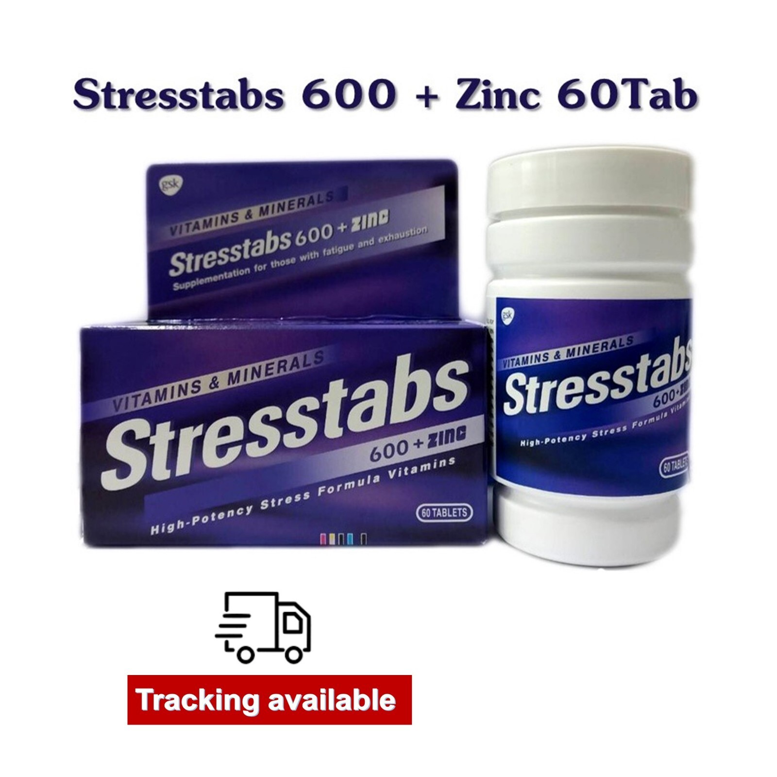 60 Tabs Stresstabs 600 + Zinc Vitamin + Minerals High Potency Stress ...
