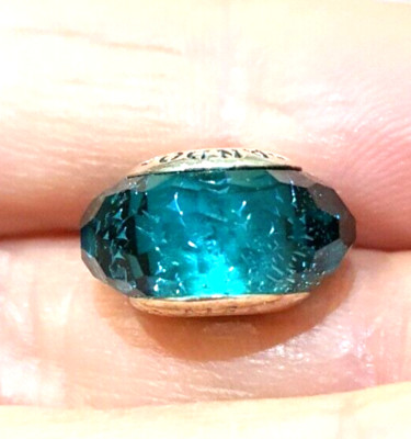 NEW Genuine Pandora Charm 791655 Teal Shimmer All Around Murano Glass ...