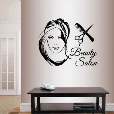 Vinyl Decal Hair Salon Wall Sticker Girl Stylish Hair Style Scissors ...