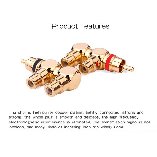 2pcs Gold Plated Plug 1 Male to 2 Female AV Audio Video Splitter ...