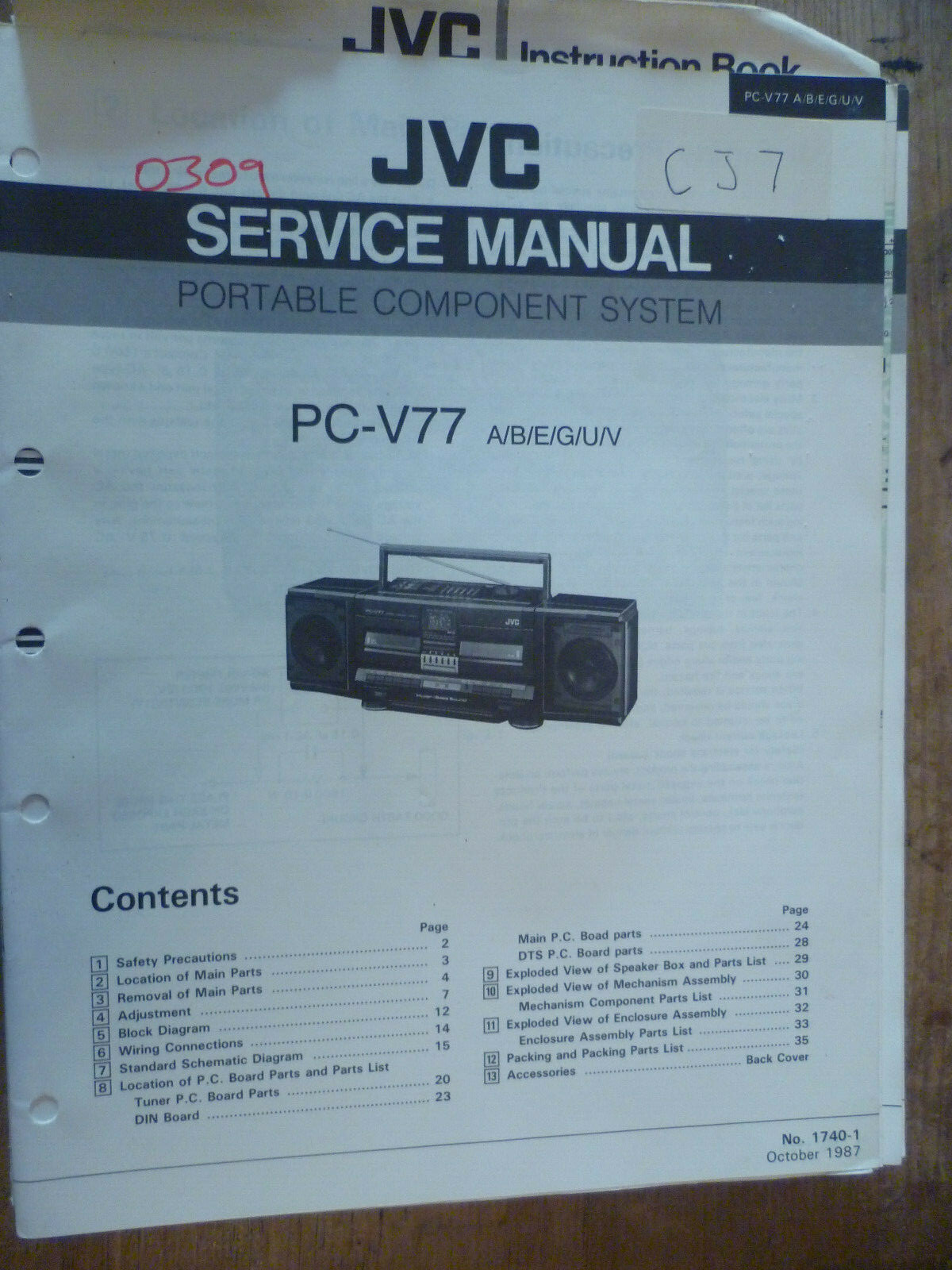 JVC PC-V77 Portable Stereo Original Service & Instuction Manuals | eBay