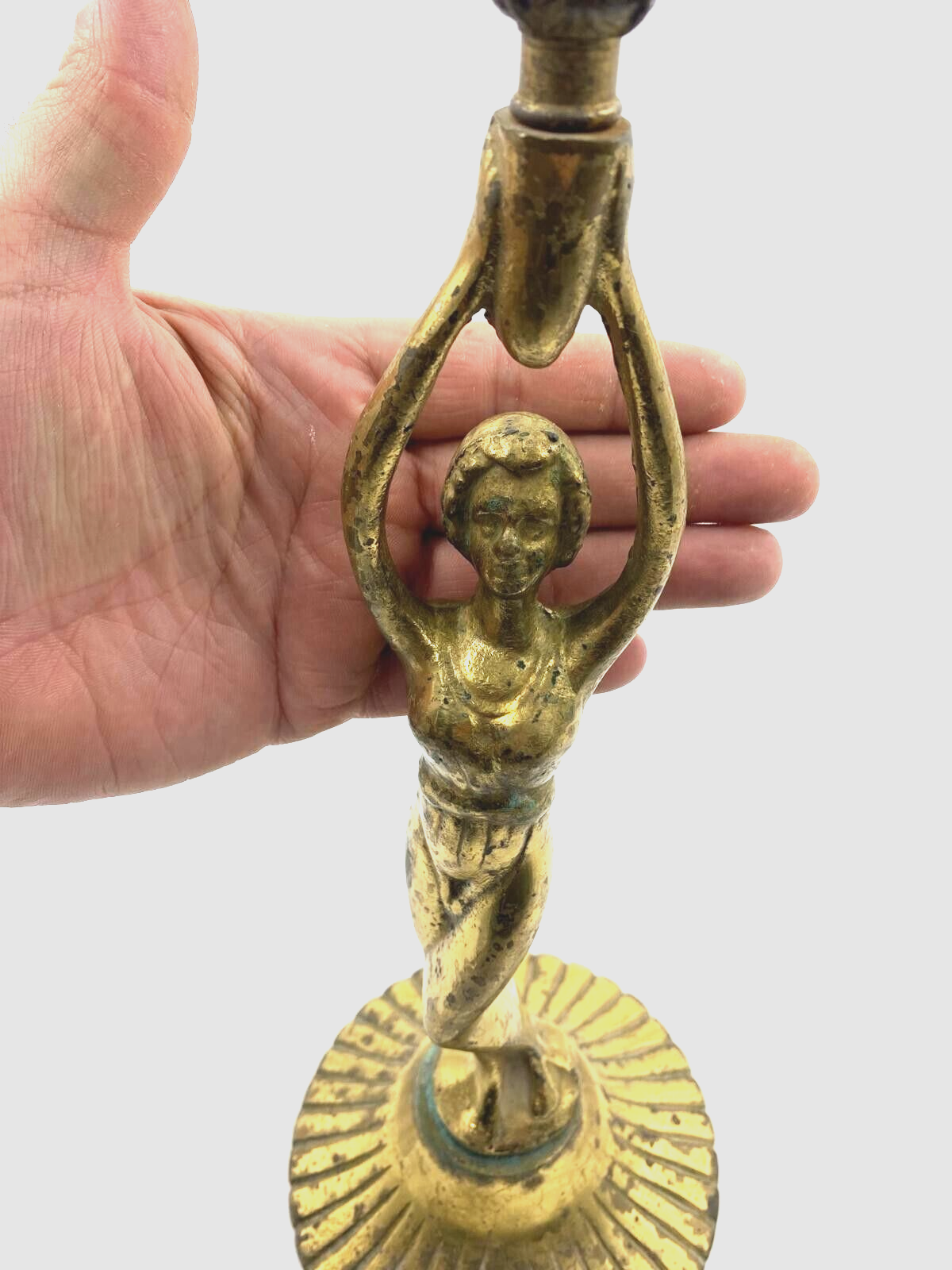 Vintage Art Women's Antique Solid Brass Statue Figure Candle Holder ...