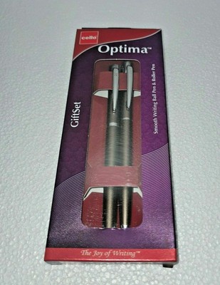 Cello OPTIMA BALL & ROLLER PEN GIFT SET BROWN METALLIC Body -BLUE INK ...