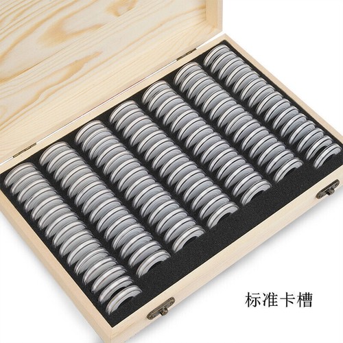 100Pcs Coin Capsules Storage Box with Wooden Case Holder Collection ...