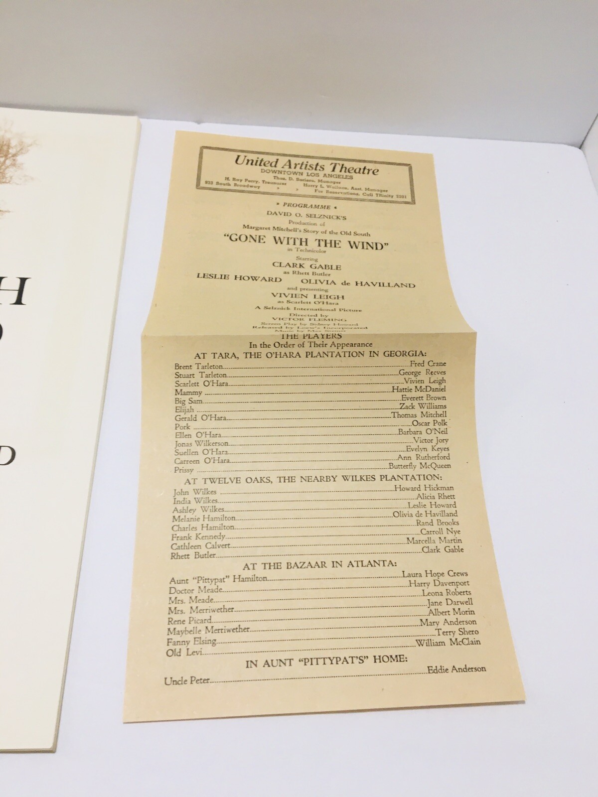 Orig Gone With The Wind Program 1939 United Artist Movie Theatre Insert ...
