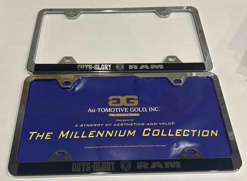 GUTS GLORY RAM Black Plastic License Plate Frame Script Emblem Logo LOT ...