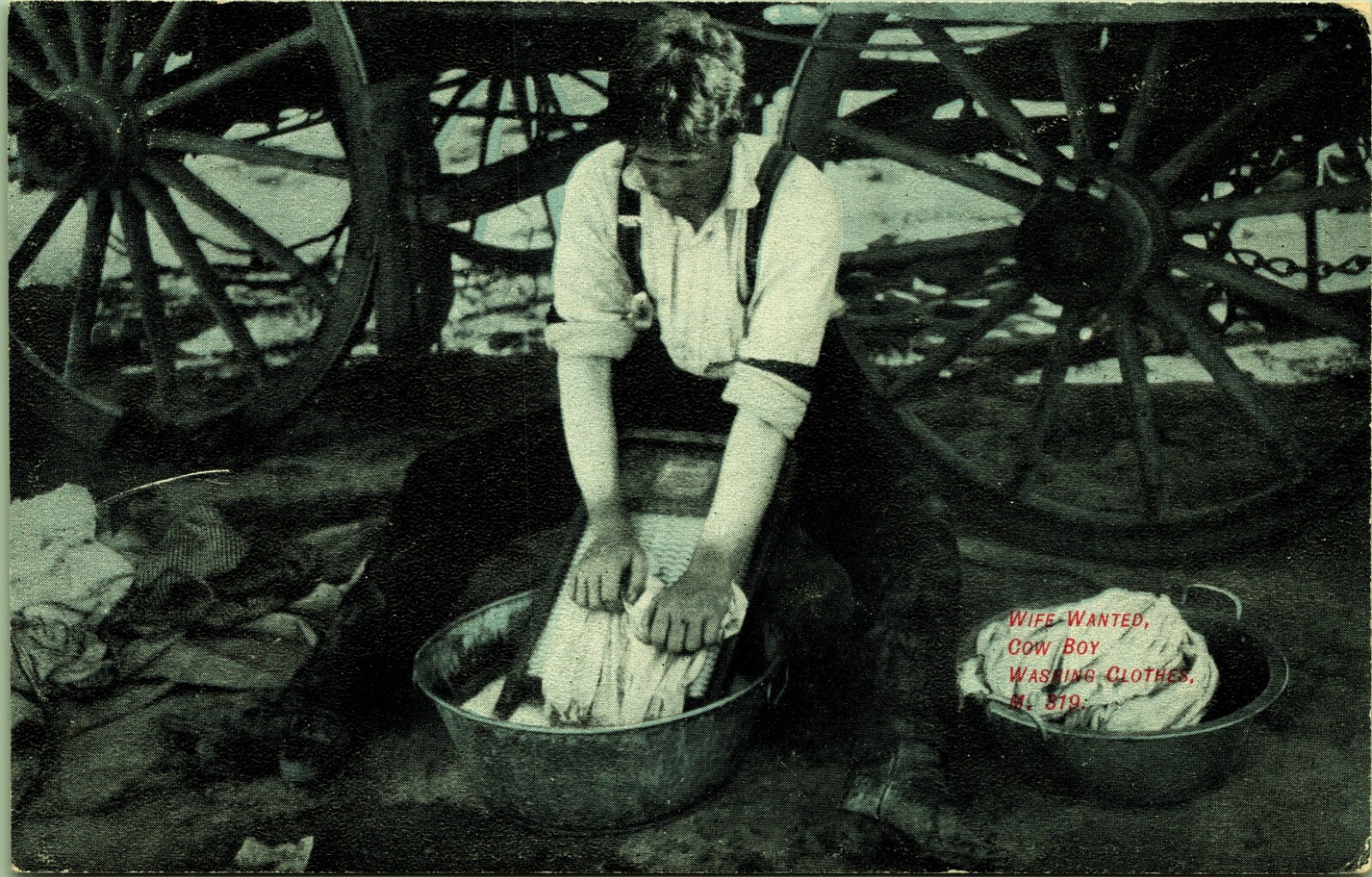 Wife Wanted Cowboy Washing Clothes Montana Postcard Chas E Morris ...