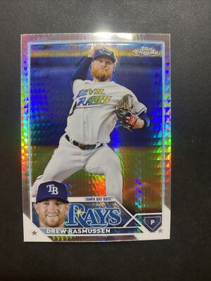 Drew Rasmussen Prism Refractor 2023 Topps Chrome Card #210 Tampa Bay ...