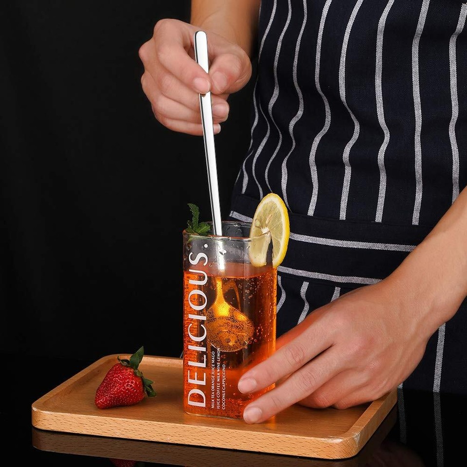 Long Handle Iced Tea Stirring Spoons Stainless Steel Cocktail Stirring ...