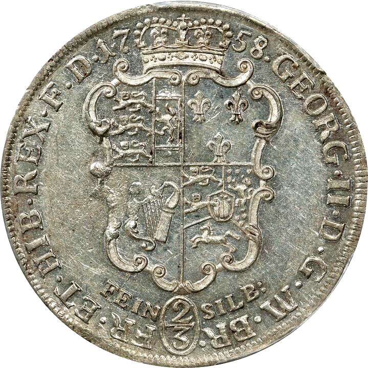 1758 IBH German States Brunswick Luneburg Wildman 2/3 Taler, 24 MG ...