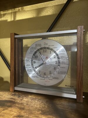 Verichron Executive World Time Desk Top Clock Teak Aviation | eBay