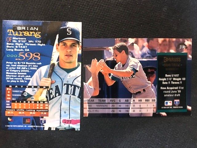 MLB - Brian Turang 1994 Topps Stadium Club ML Debut & 1994 Donruss ...