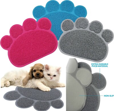 Paw Shaped PVC Non Slip Bowl Feeding Mat Placemat for Pet Dogs and Cats ...