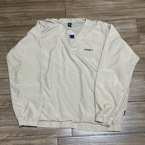 Chase Bank Pullover 100% Microfiber Polyester Windbreaker Beige Jacket ...
