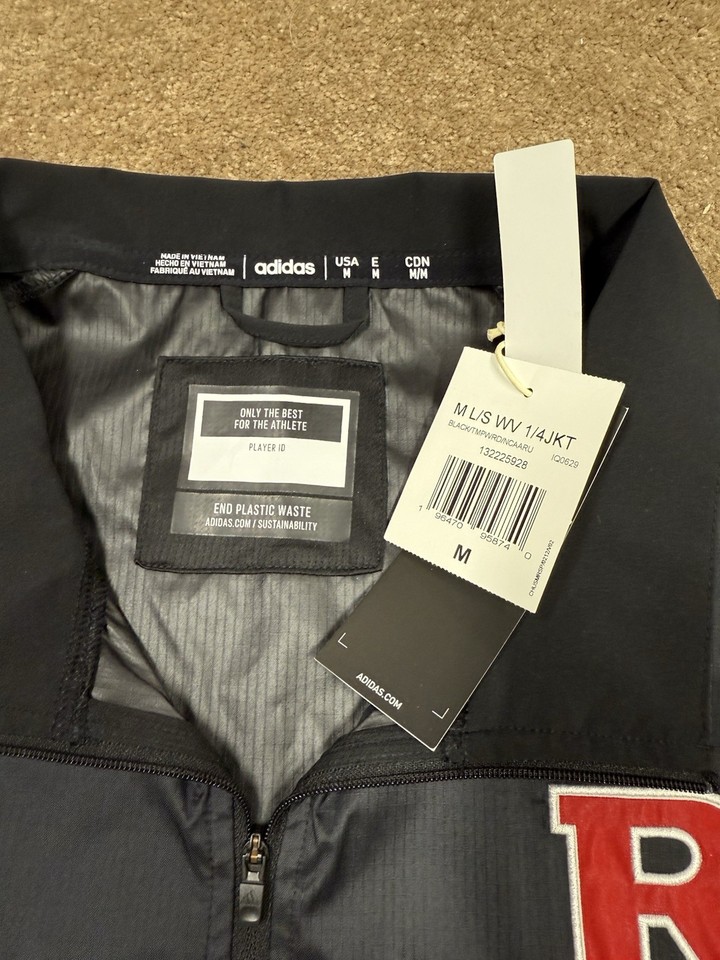 Adidas Rutgers 1/4 Zip Windbreaker Pullover Black Mens Medium ...