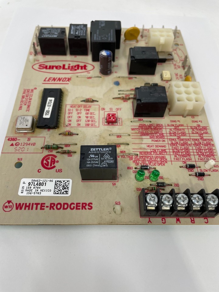 Lennox 97L4801 Furnace Control Circuit Board White Rodgers 50A62-121-06 ...